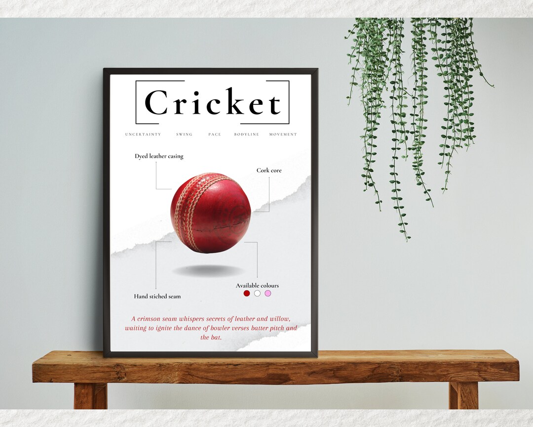 Cricket Ball Print Poster Instant PDF Download, High Quality, Cricket ...