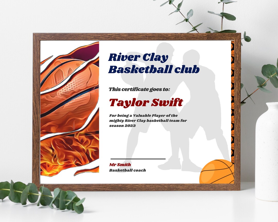 Basketball Award, Basketball Team Awards, Basketball Certificate ...