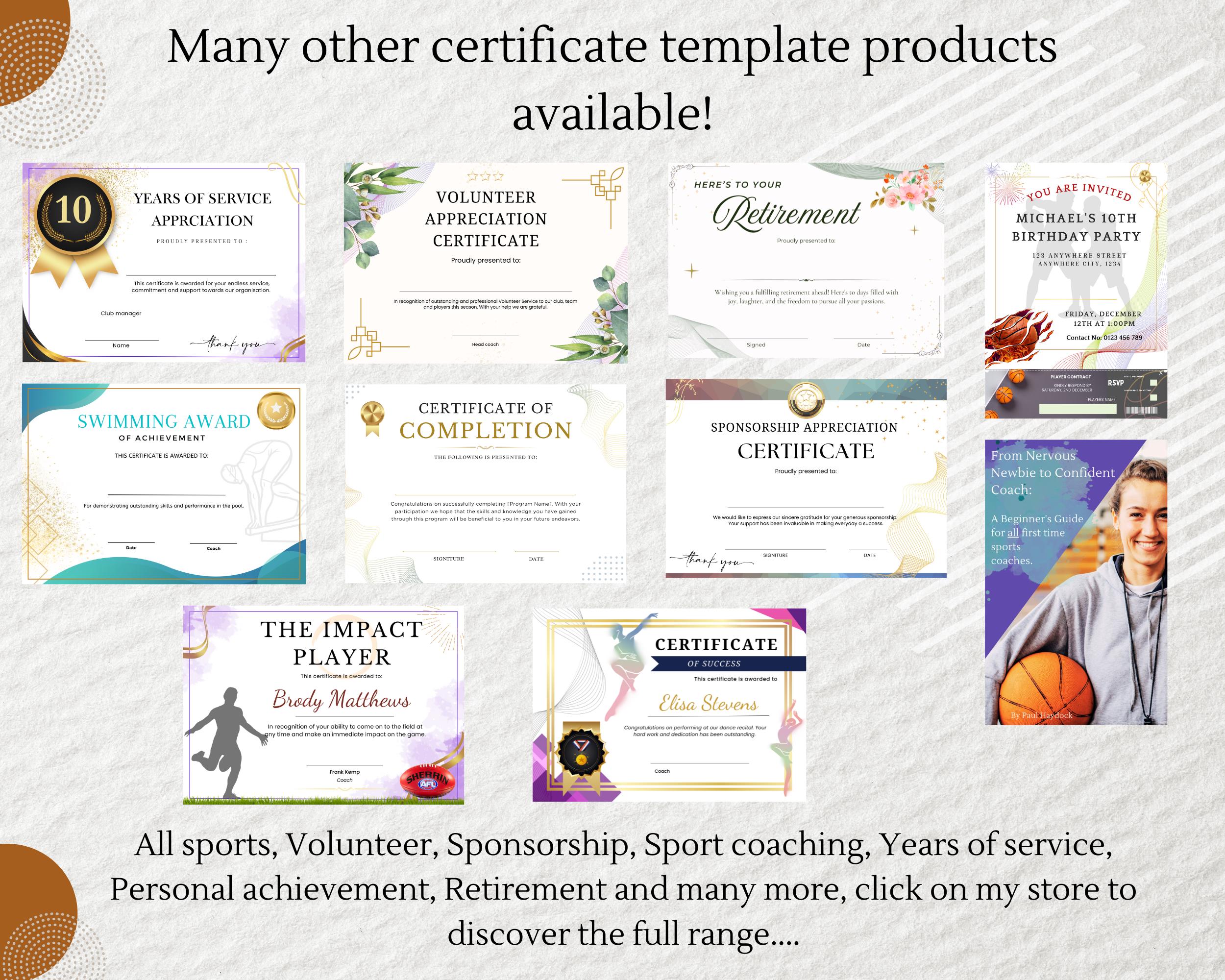 Lacrosse Player Certificate Template - Personalise, Instant Download ...