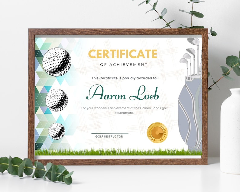 Golf Player Award Certificate Template, High Quality, Fully ...