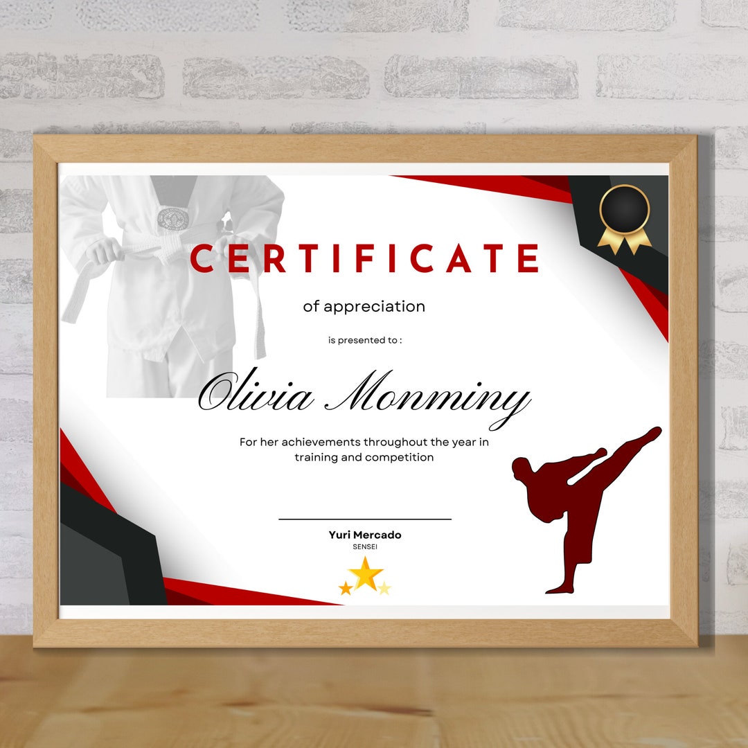 Karate Certificate Template Instant Download High Quality - Etsy