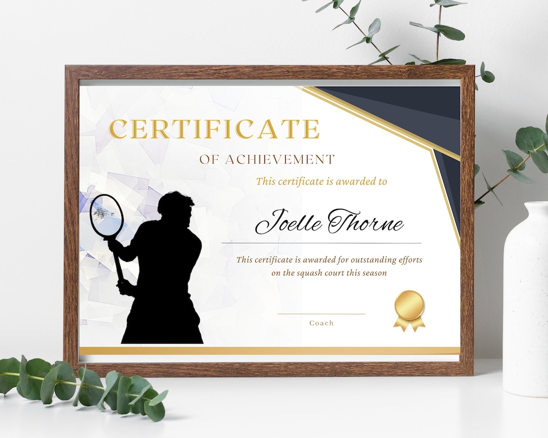 Squash Certificate, Squash Player Award, Squash Team Award, High ...