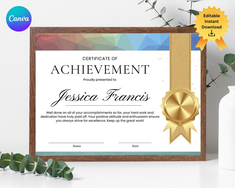 Certificate of Achievement, Achievement Award, Printable Award ...