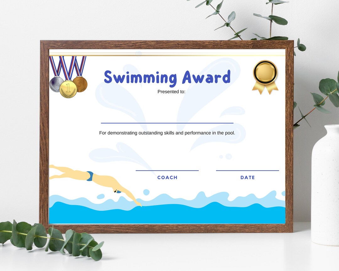 Swim Class Certificate Template - Swimming Lessons, Learn to Swim ...