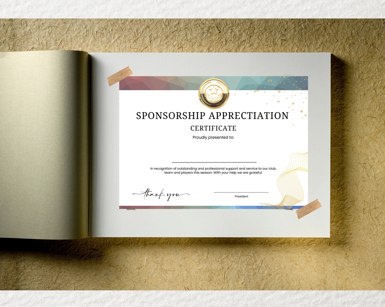 Sponsorship Appreciation Certificate Template Instant Download, High ...
