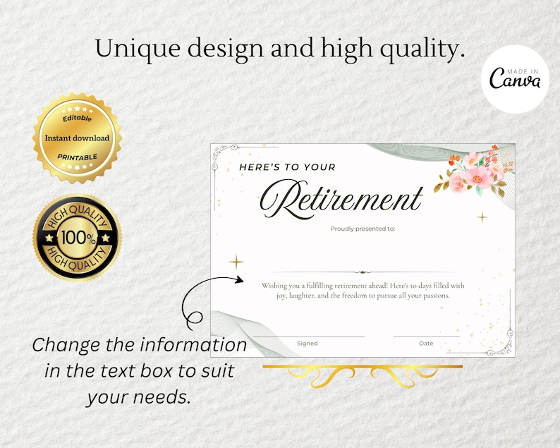 Happy Retirement Certificate, Appreciation, Retirement Present ...