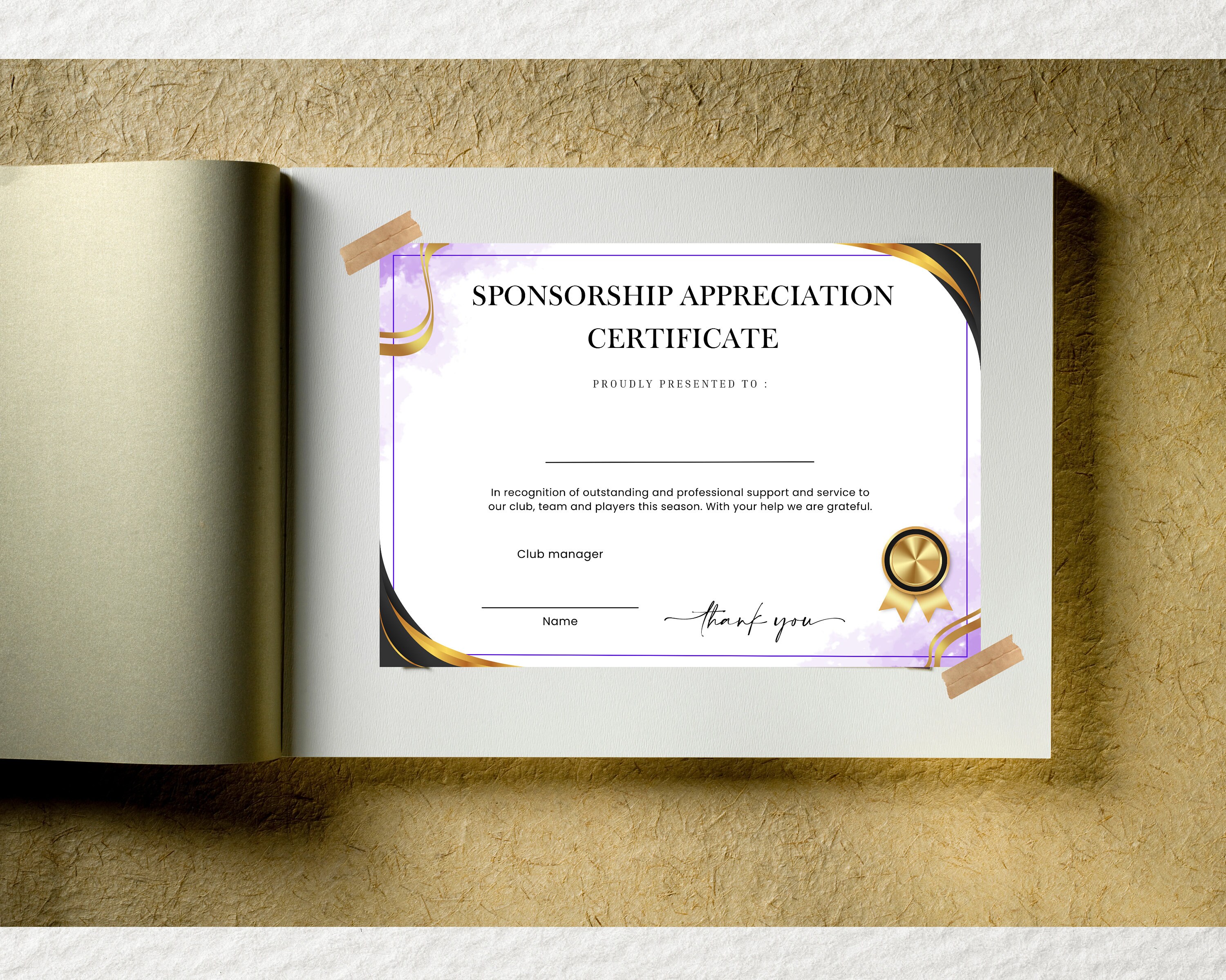 Sponsorship Appreciation Certificate Template Instant Download, High ...