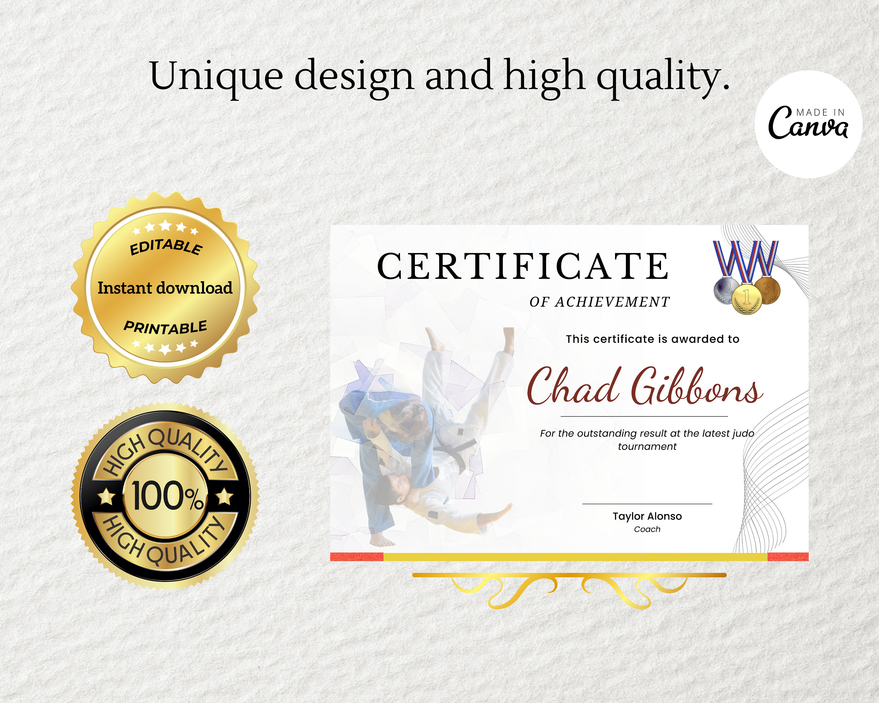 Judo Jiu Jitsu Award Certificate Template (editable Canva Design) - Etsy