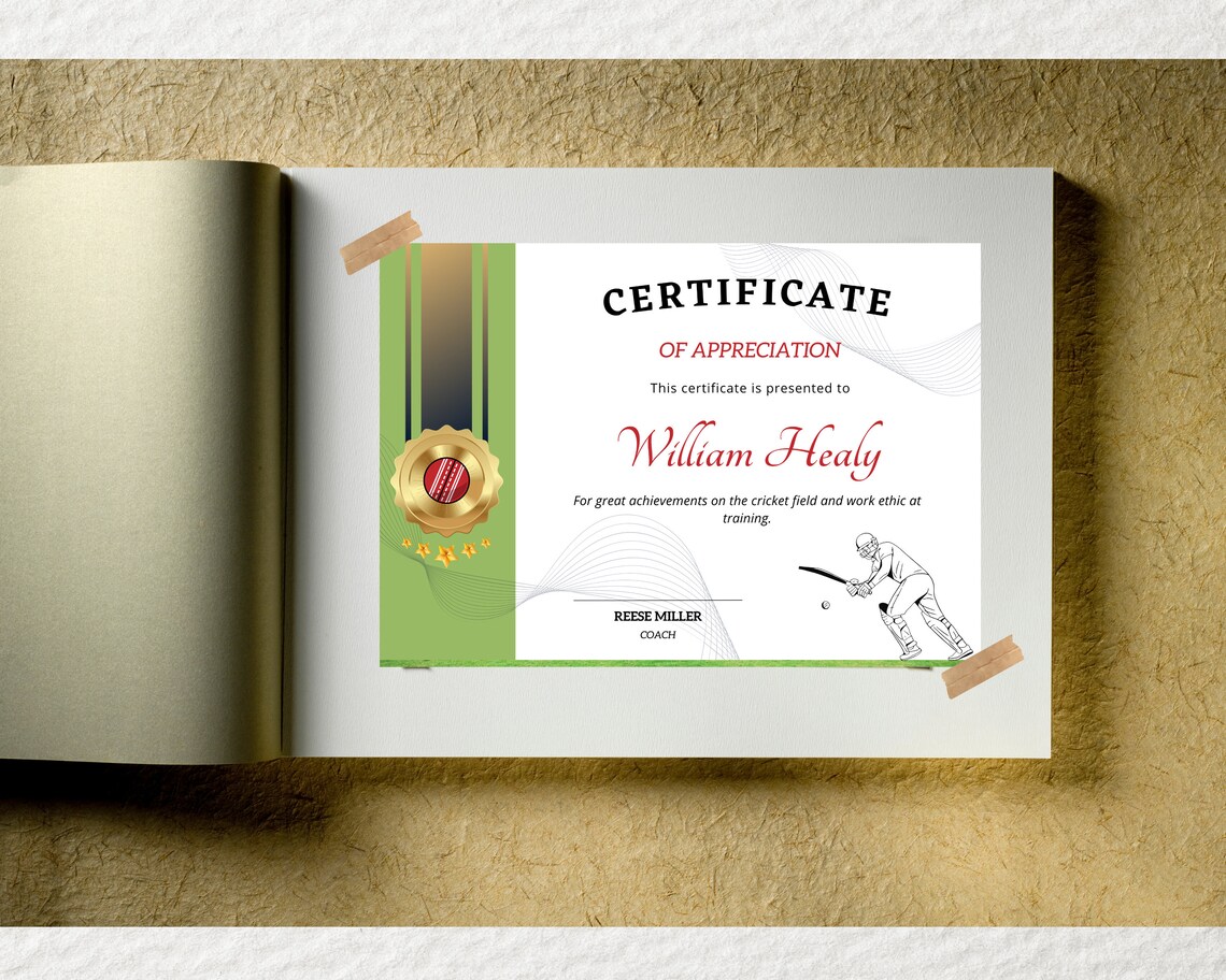 Cricket Certificate Template - Instant Download, High Quality Fully ...