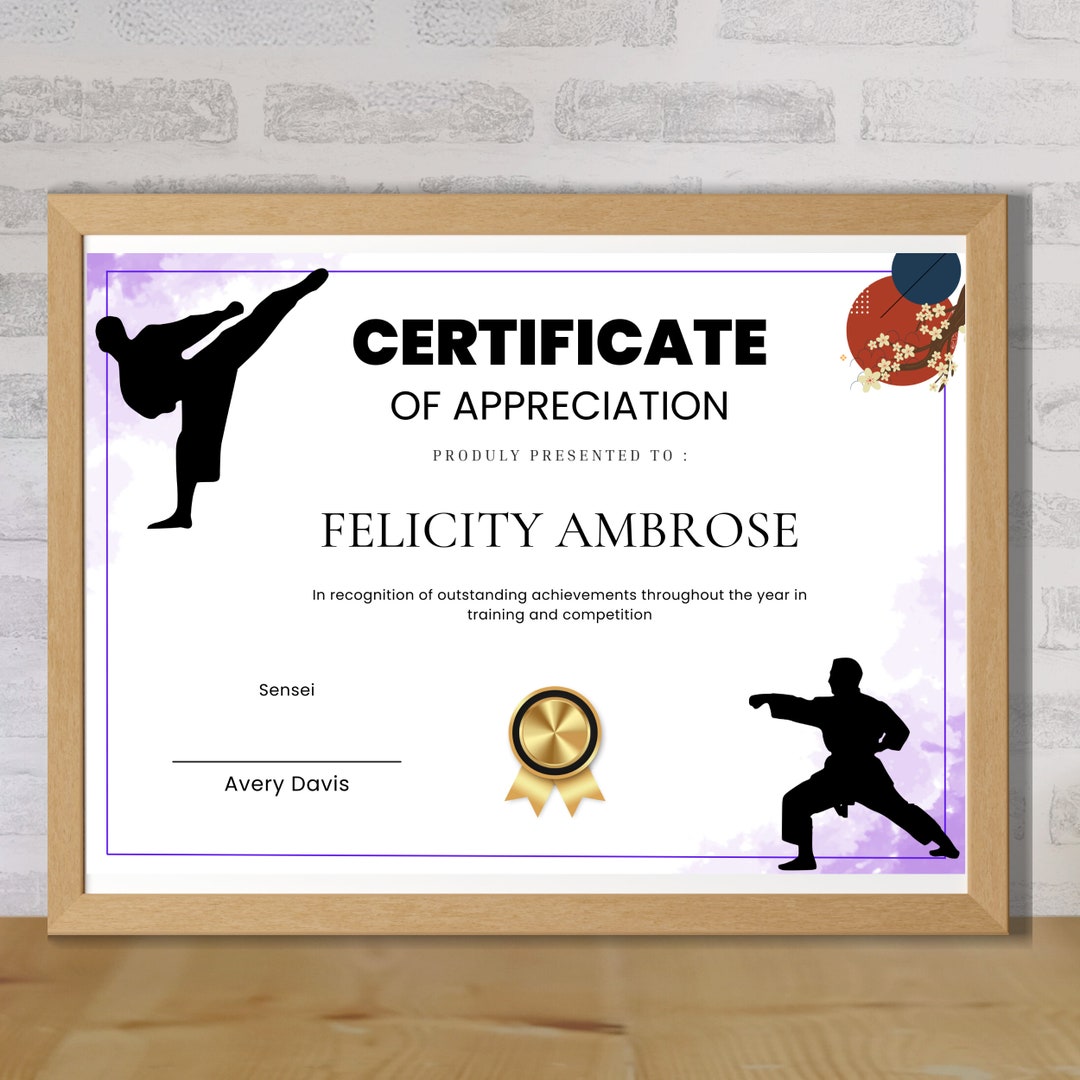 Karate Goju Ryu Certificate Template Instant Download High - Etsy
