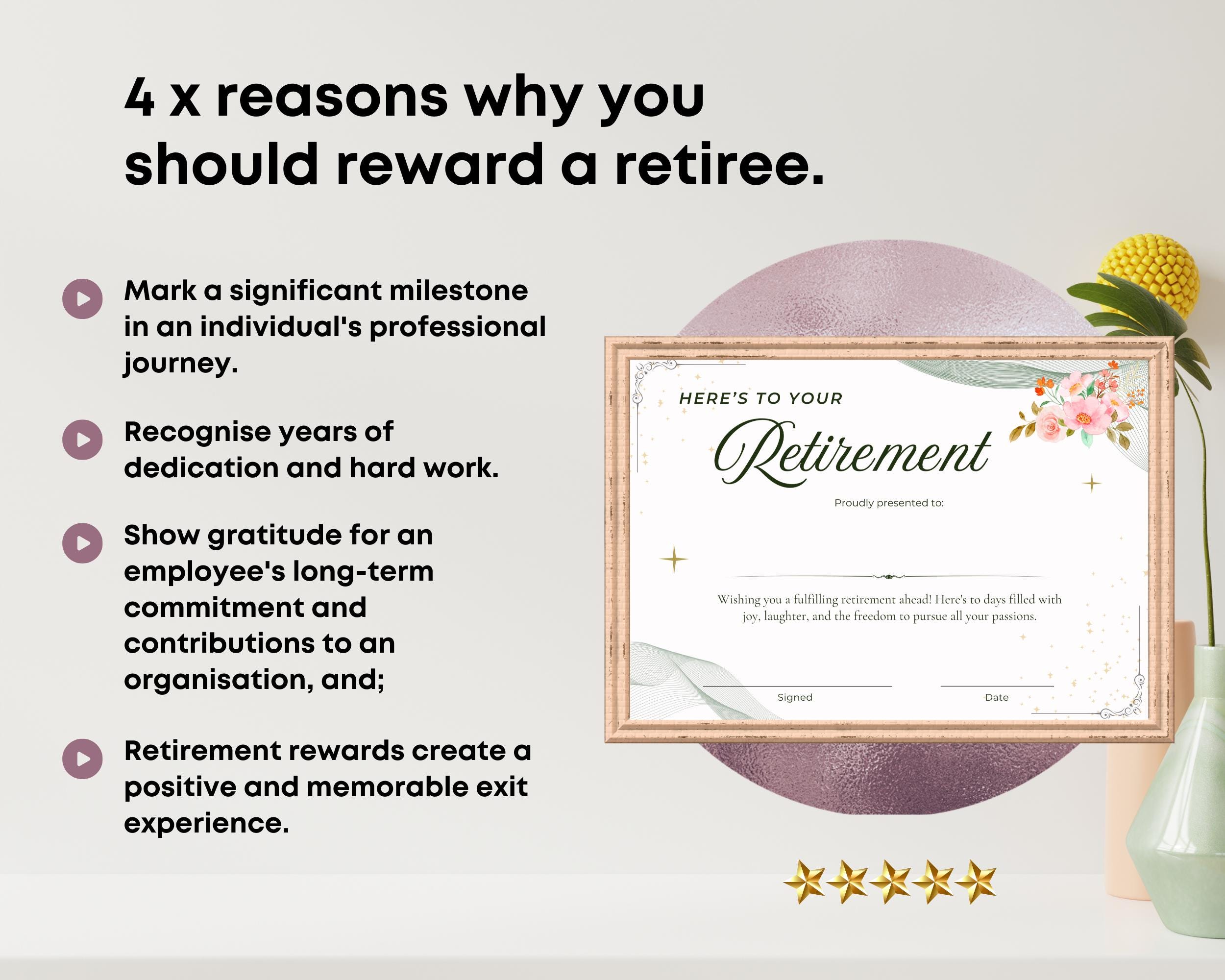 Editable Retirement Certificate Template, Printable Keepsake (digital ...