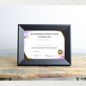 Sponsorship Appreciation Certificate Template Instant Download, High ...