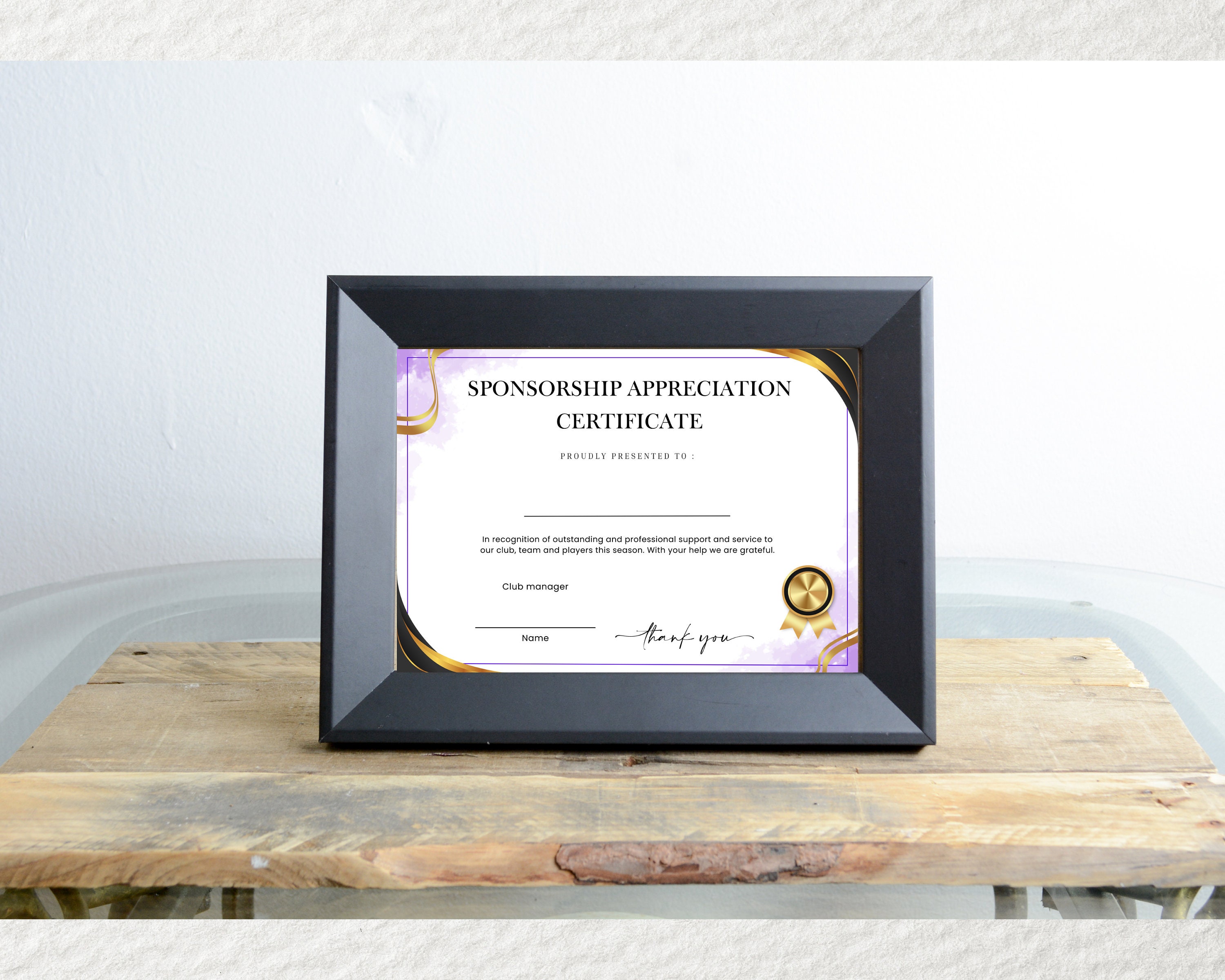 Sponsorship Appreciation Certificate Template Instant Download, High ...