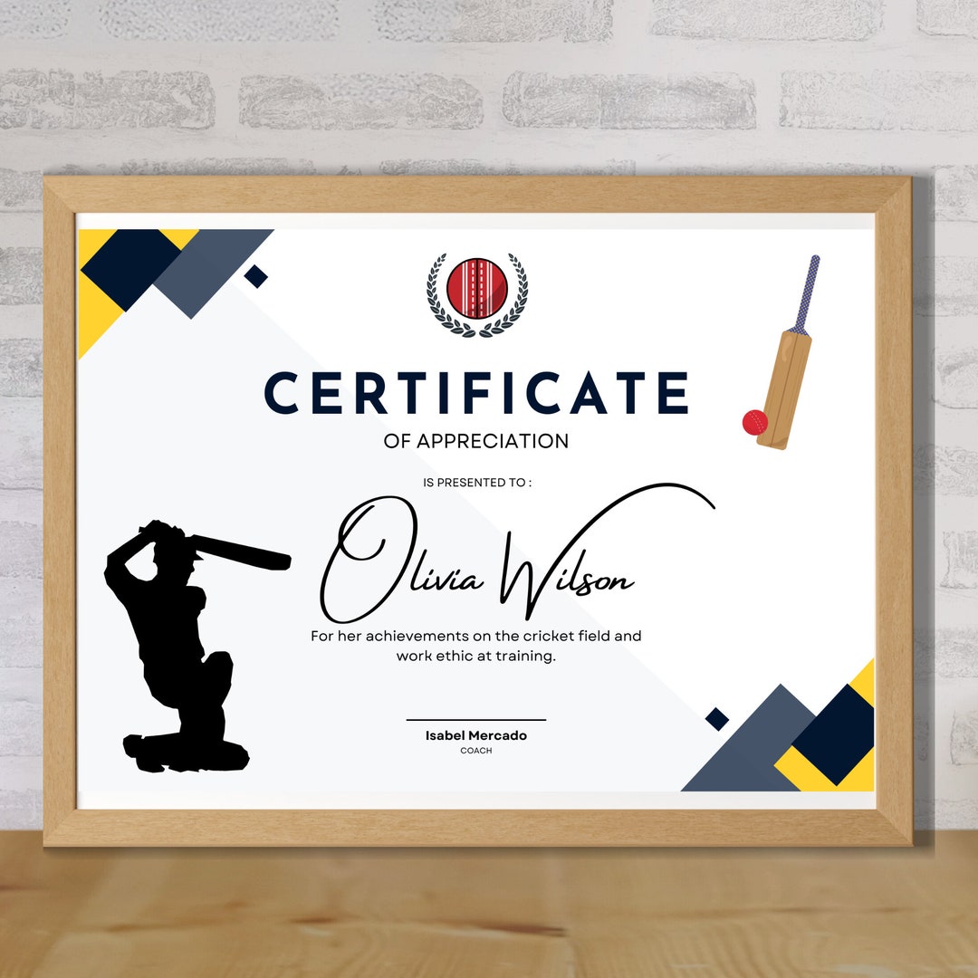 Cricket Certificate Template Instant Download High Quality - Etsy
