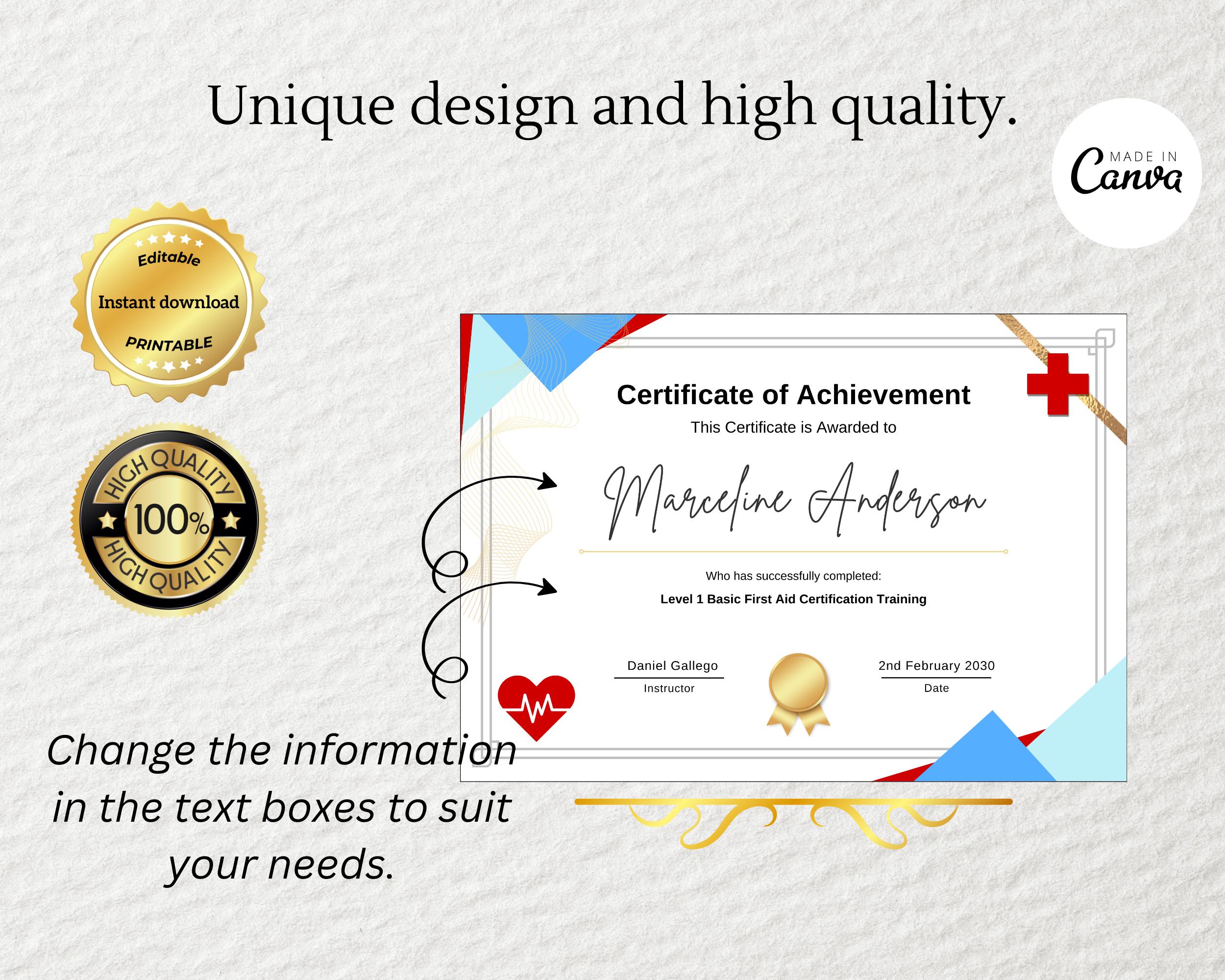 CPR Certificate, Cpr Training Certificate, First Aid Class Certificate ...