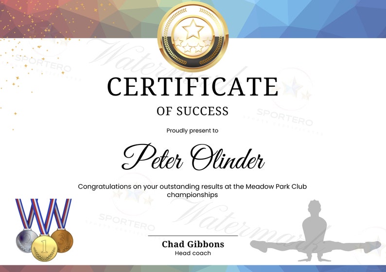 Gymnastics Certificate Template Instant Download High - Etsy