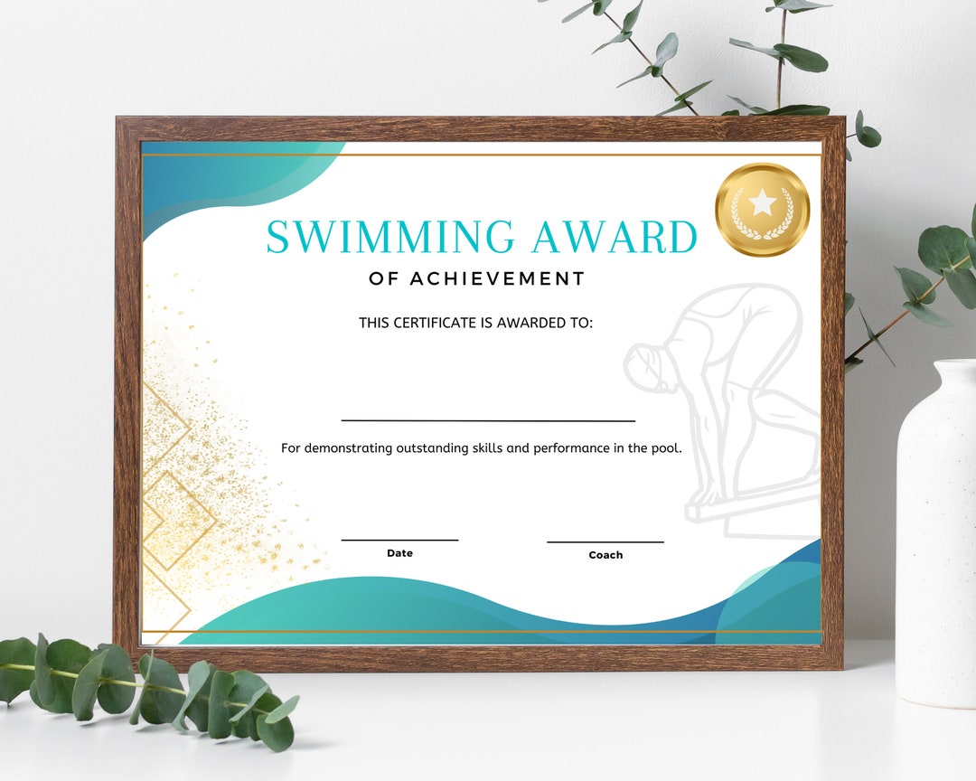 Swim Class Certificate Template - Swimming Lessons, Learn to Swim ...