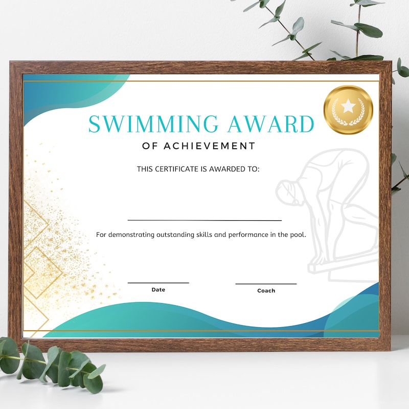 Swim Lesson Certificate - Etsy