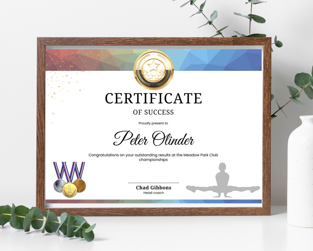 Gymnastics Award Certificate Template – Customizable Design (instant ...