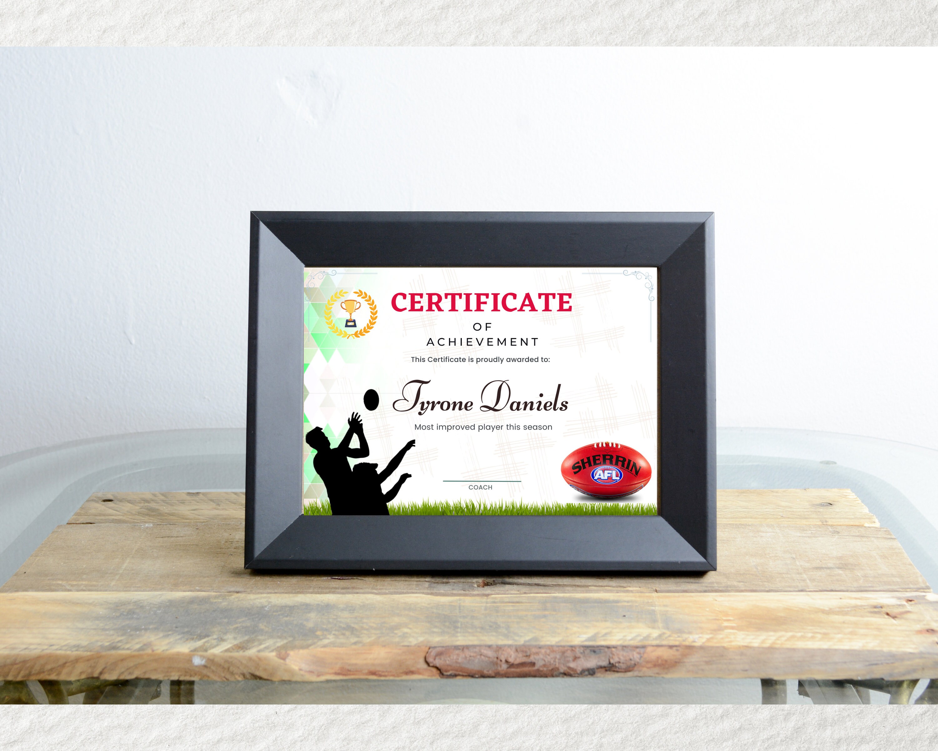 AFL Football Certificate Template - Aussie Rules, Instant Download ...