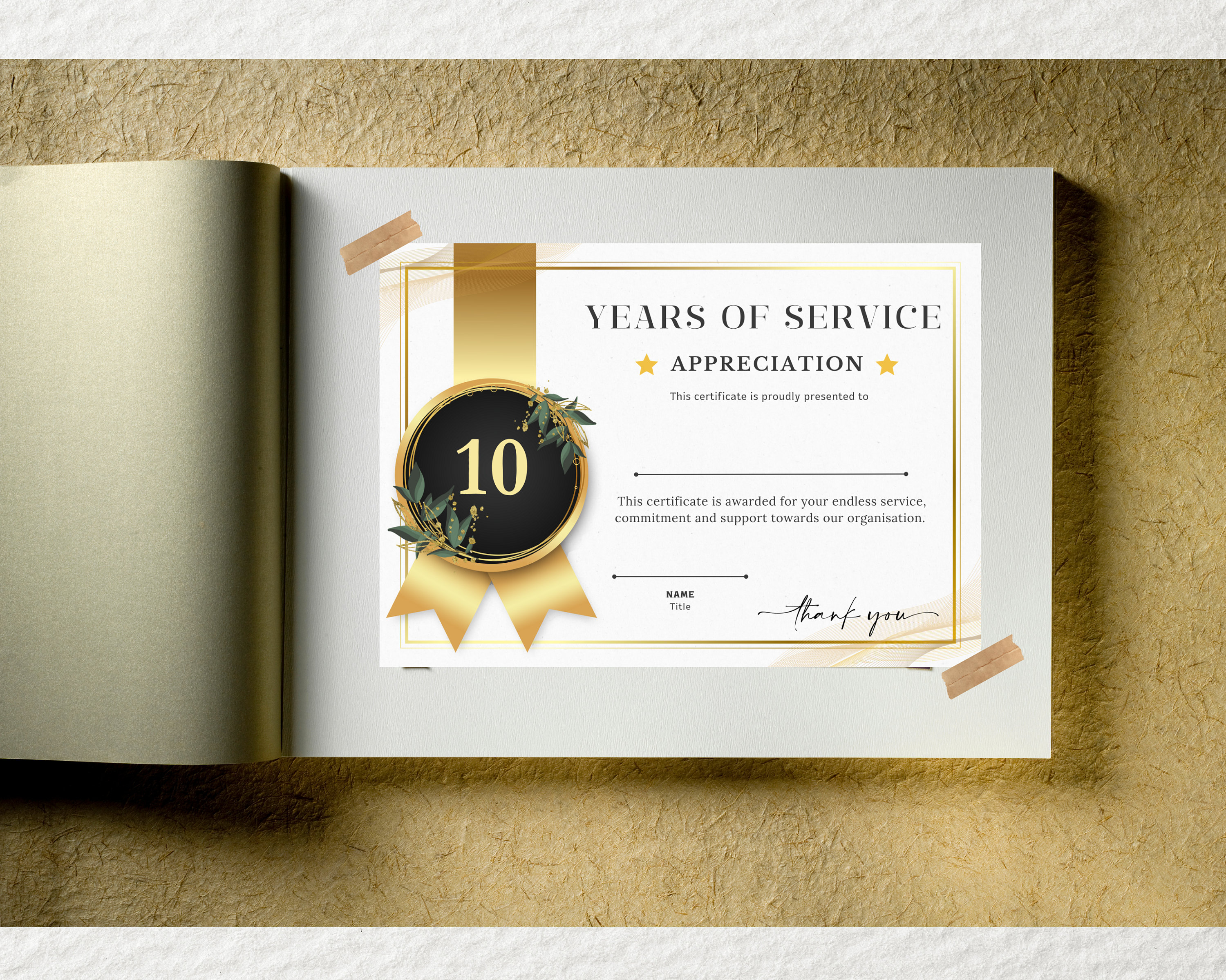 Years of Service Certificate, Certificate of Honor Template, Work ...