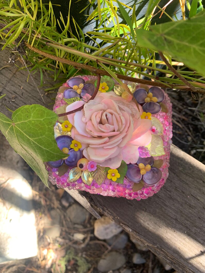 Unique Floral Seashell Small Jewelry Box With Removable Lid, Seashell ...
