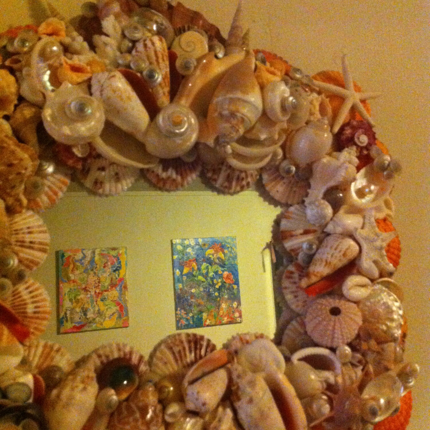 Exotic Seashell Decor Small 9 X 12 Inches Mirror With Natural Orange ...
