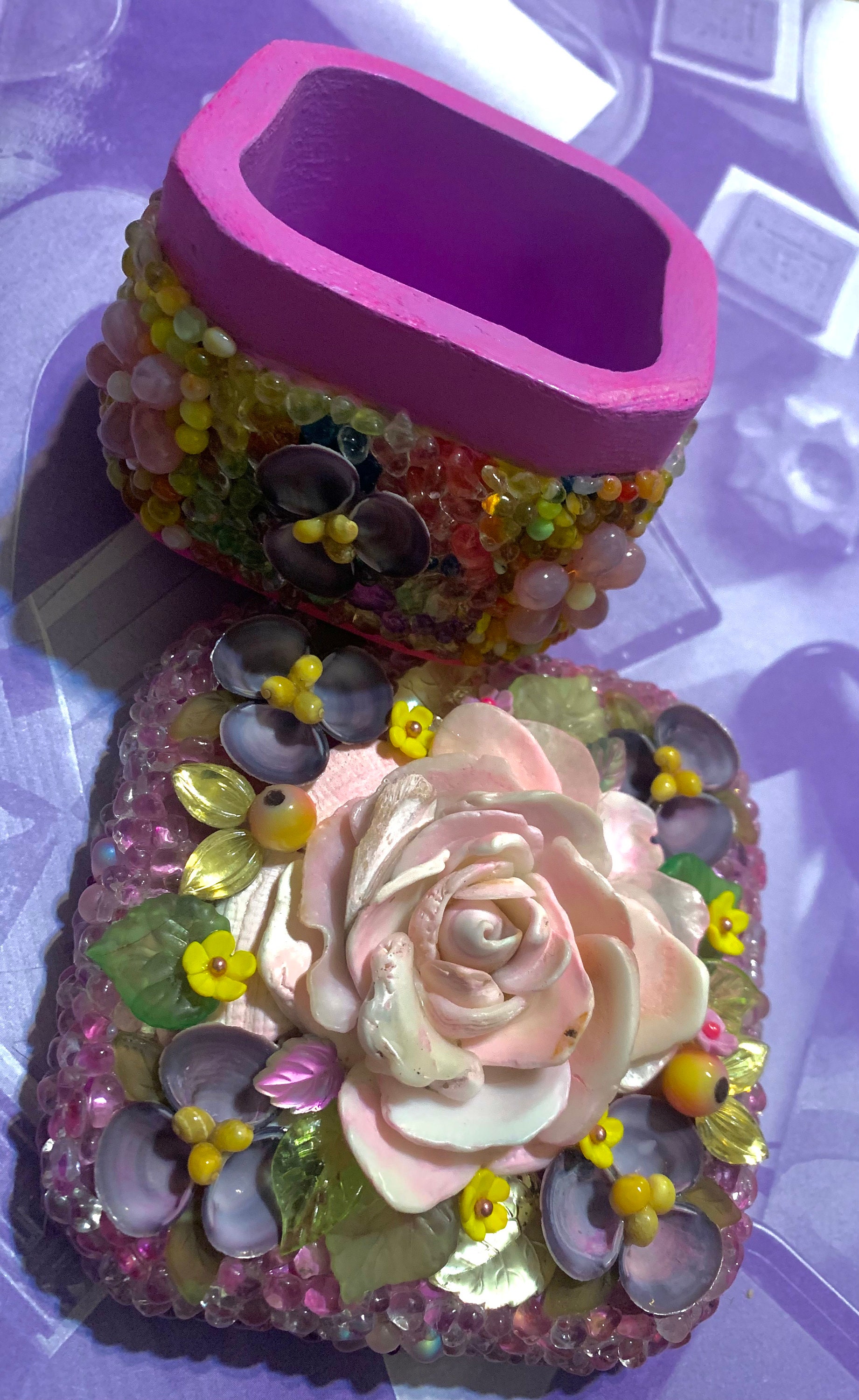 Unique Floral Seashell Small Jewelry Box With Removable Lid, Seashell ...