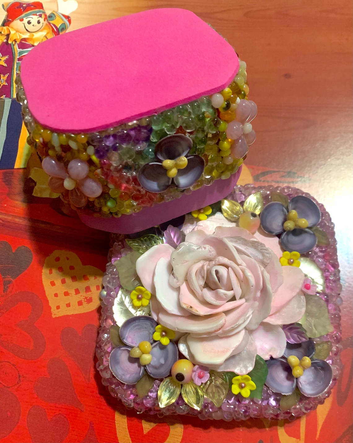 Unique Floral Seashell Small Jewelry Box With Removable Lid, Seashell ...