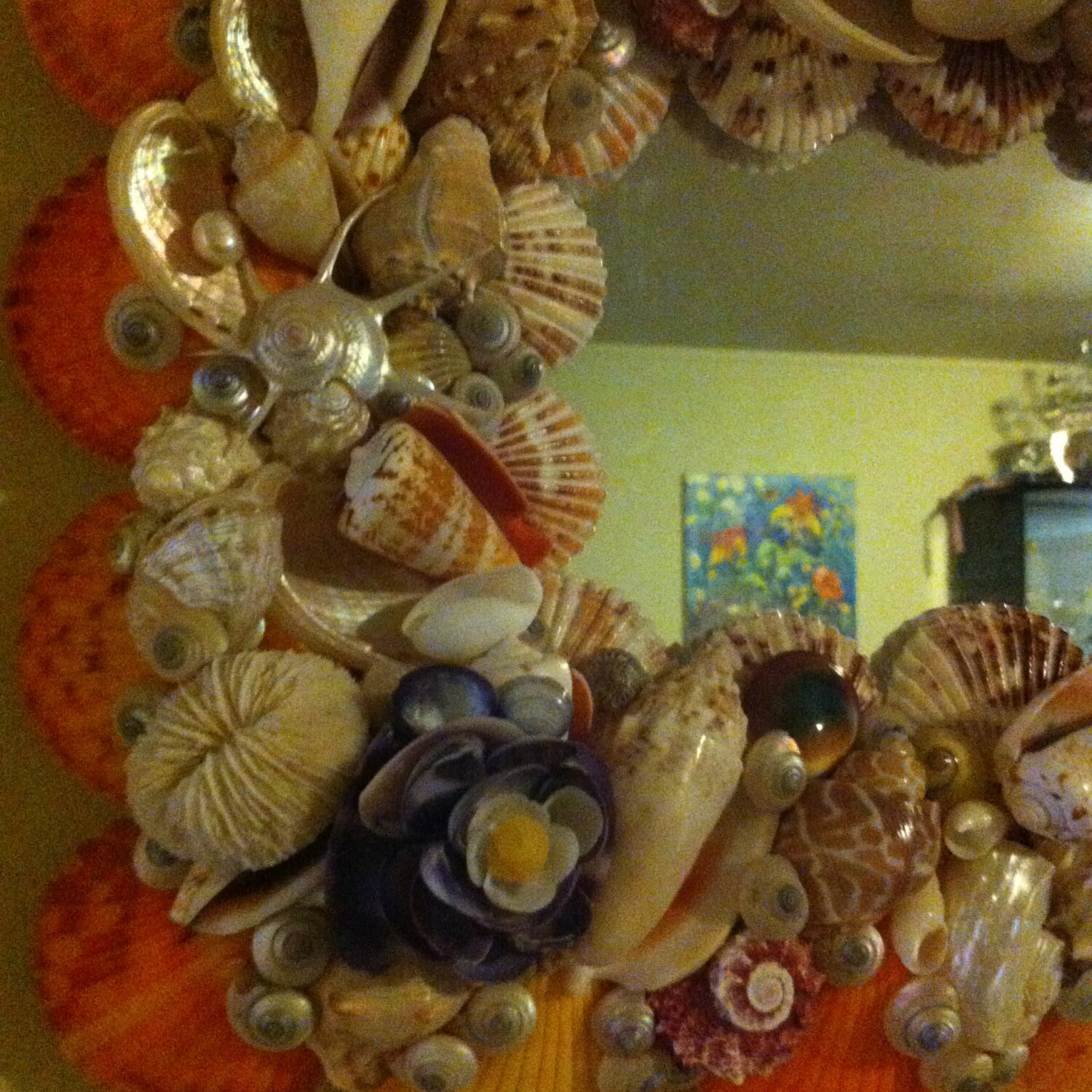 Exotic Seashell Decor Small 9 X 12 Inches Mirror With Natural Orange ...