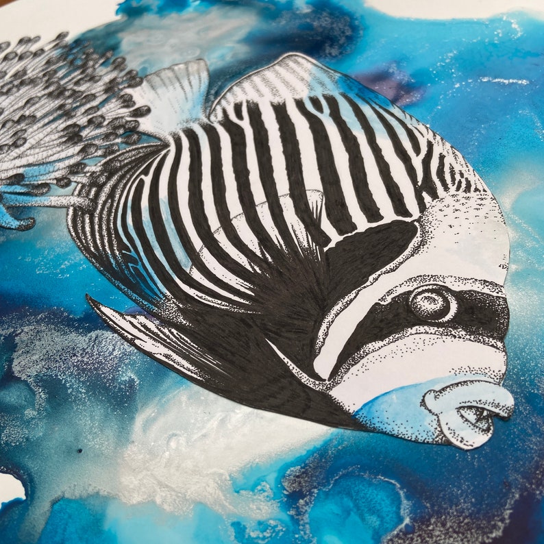 Alcohol Ink / Stippling Collage Fading Paradise Original Artwork ...