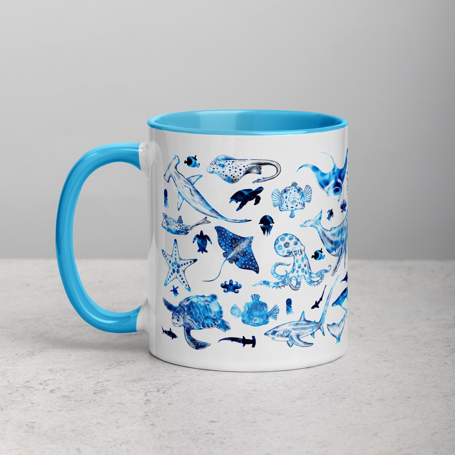 Mug, Biodiversity Collection Ocean Life Mug With Color Inside - Etsy