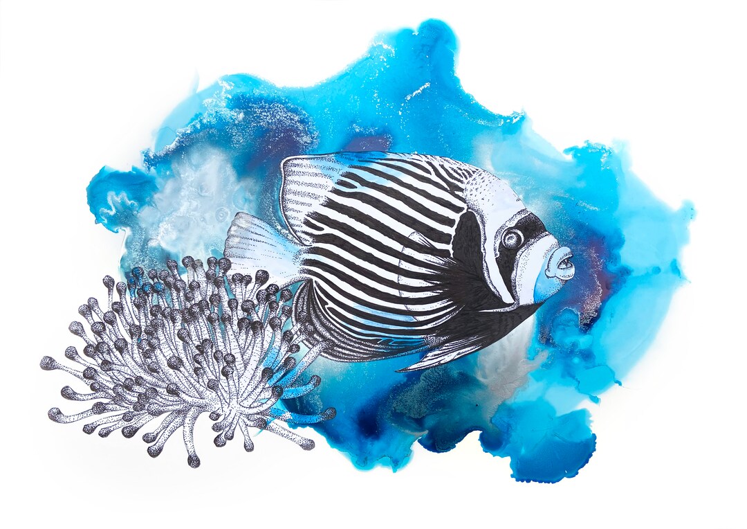 Alcohol Ink / Stippling Collage Fading Paradise Original Artwork ...