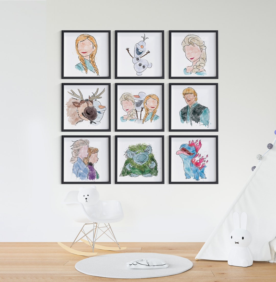 Anna, Elsa, Olaf Set of 10 Frozen Watercolor Art, Printable Wall Art ...