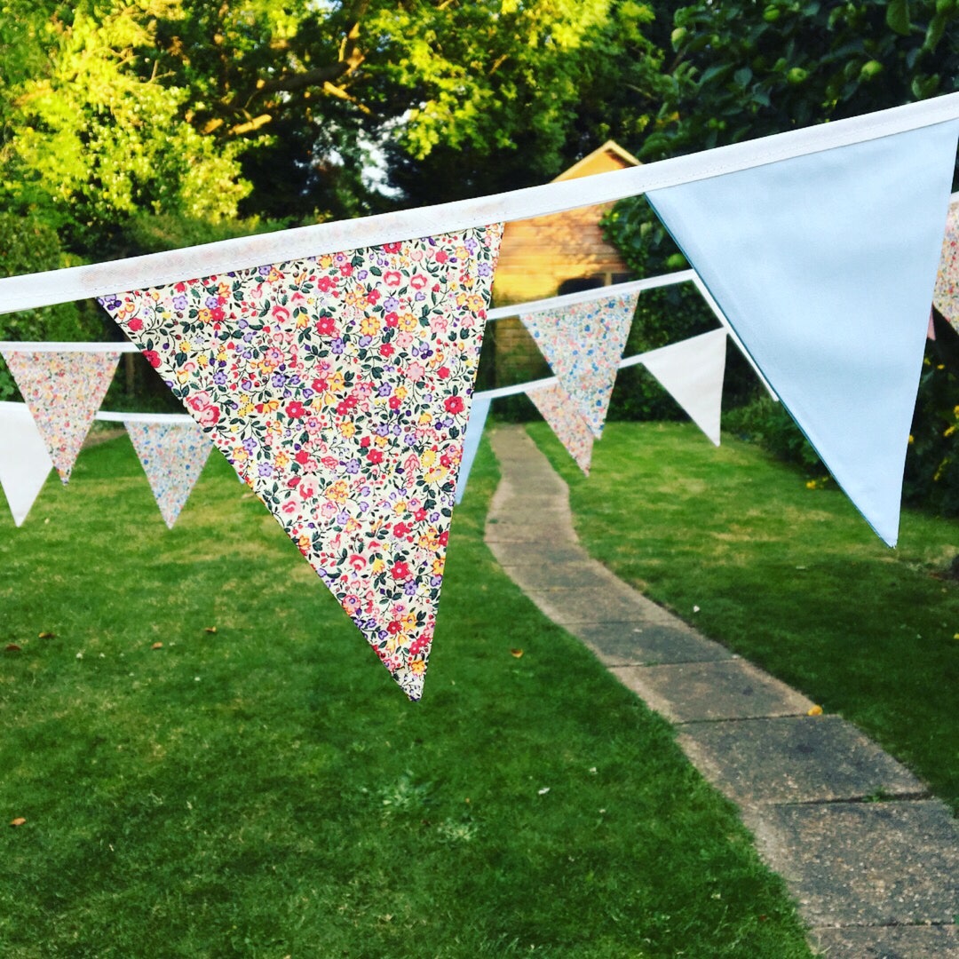 Floral Wedding Bunting Banner: Handmade Double Sided Pastel Fabric - Etsy