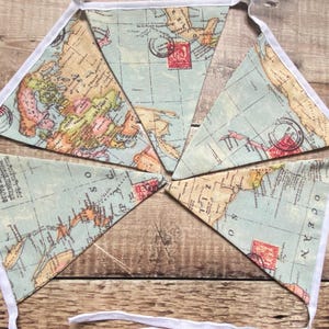 World Map Bunting, Map Bunting, Cotton Atlas Bunting Flags and Matching ...