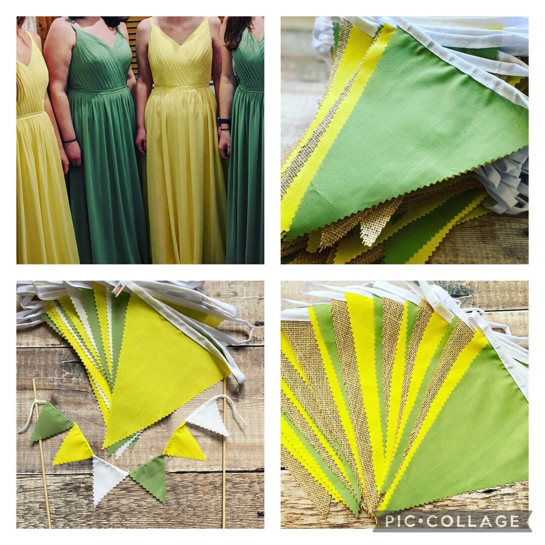 Sage Green and Yellow Bunting, Olive Green and Yellow Bunting, Yellow ...