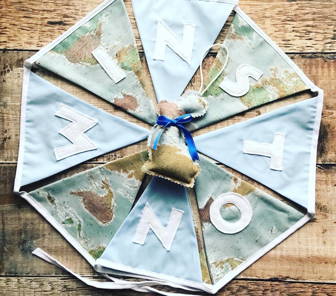 World Map Bunting World Map Map Bunting Personalised - Etsy