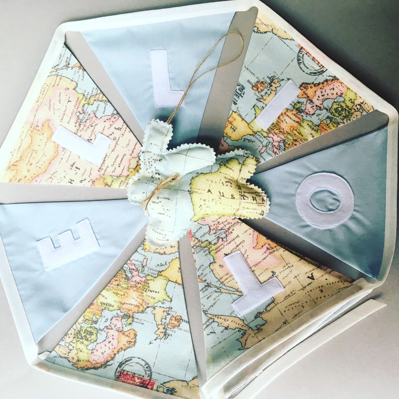 World map bunting World map Map bunting Personalised | Etsy