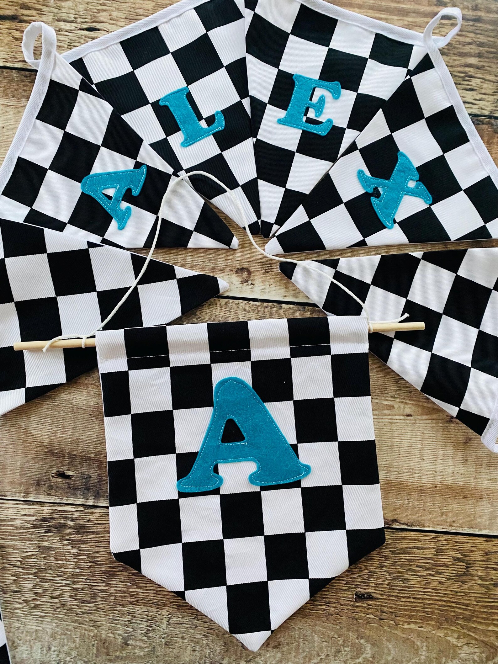 Racing Car Bunting, Checkered Flag Banner, Boy's Room Decor, Hotwheels ...