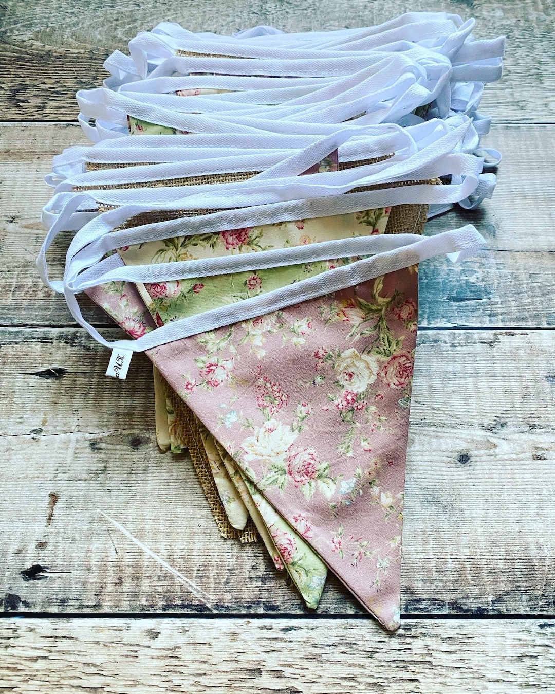 Floral Fabric Bunting, Hessian and Floral Bunting, Wedding Decor - Etsy