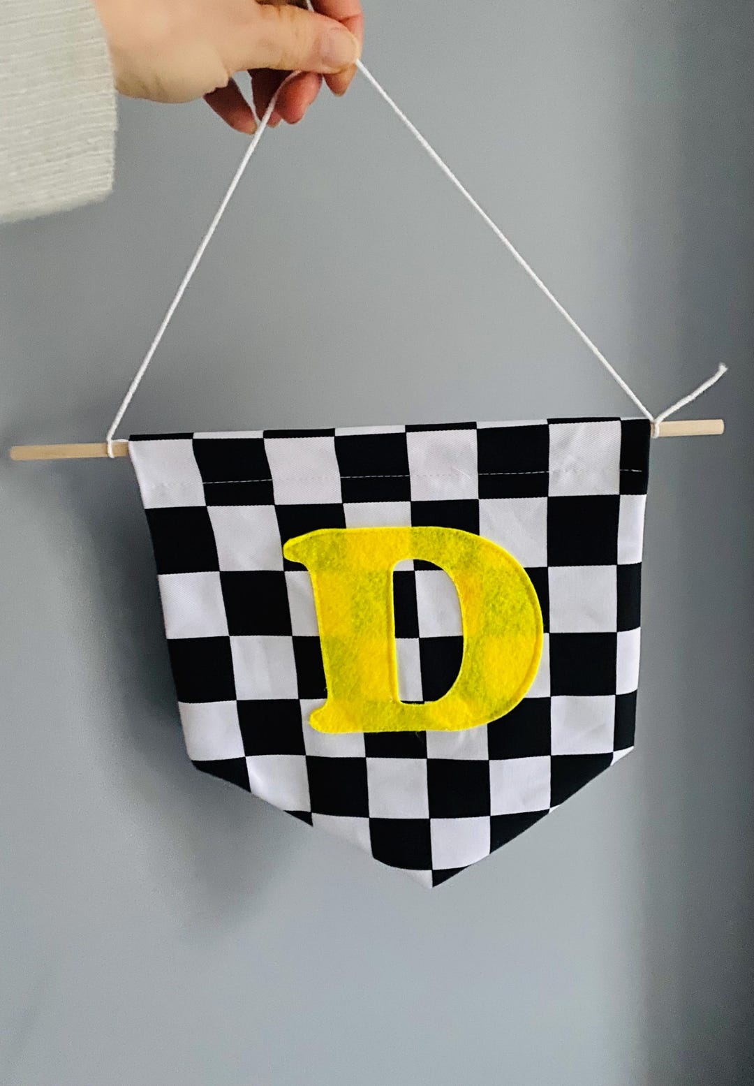 Checkered Pennant Flag With Letter, Racing Car Flag, Checkered Flag ...