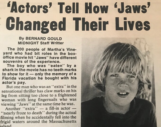 1975 Full Midnight Newspaper! JAWS Locals Interview! Martha's Vineyard ...