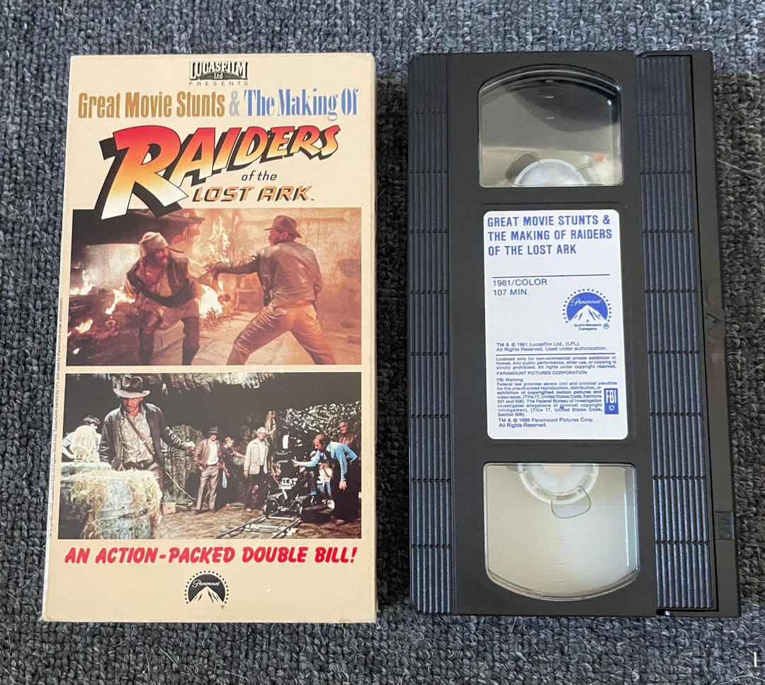 1981 Making Raiders of the Lost Ark & Great Movie Stunts VHS! Double Feature! Steven Spielberg ...