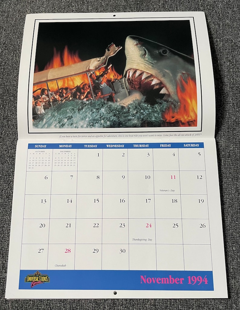 Rare 18 Month 1994-1996 Calendar From Universal Studios Florida! JAWS ...