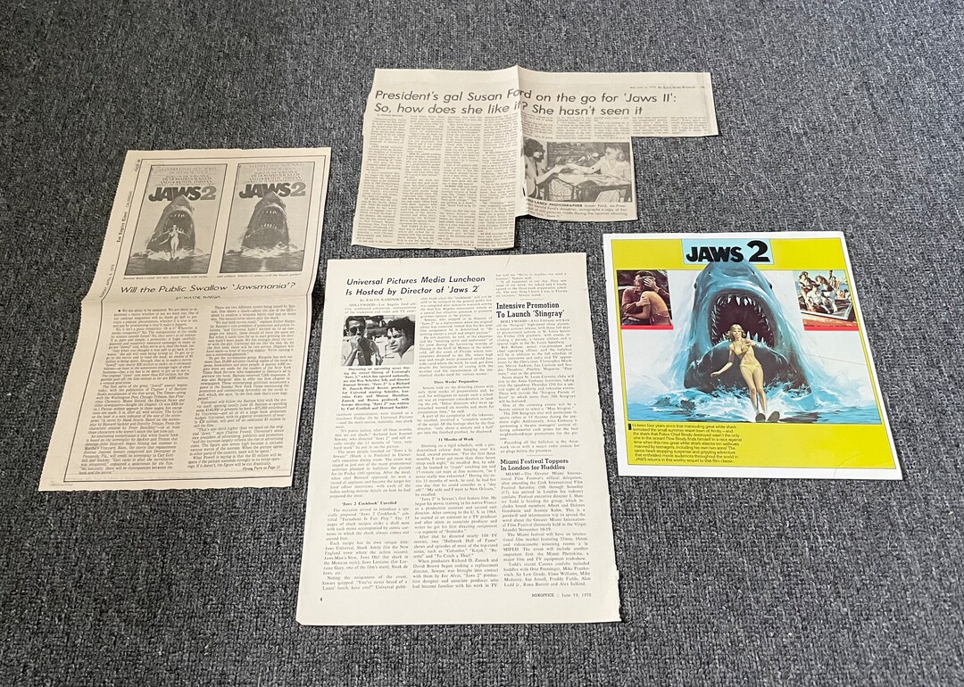 10 Original 1978 JAWS 2 Newspaper Clippings! Magazine Clipping! Great ...