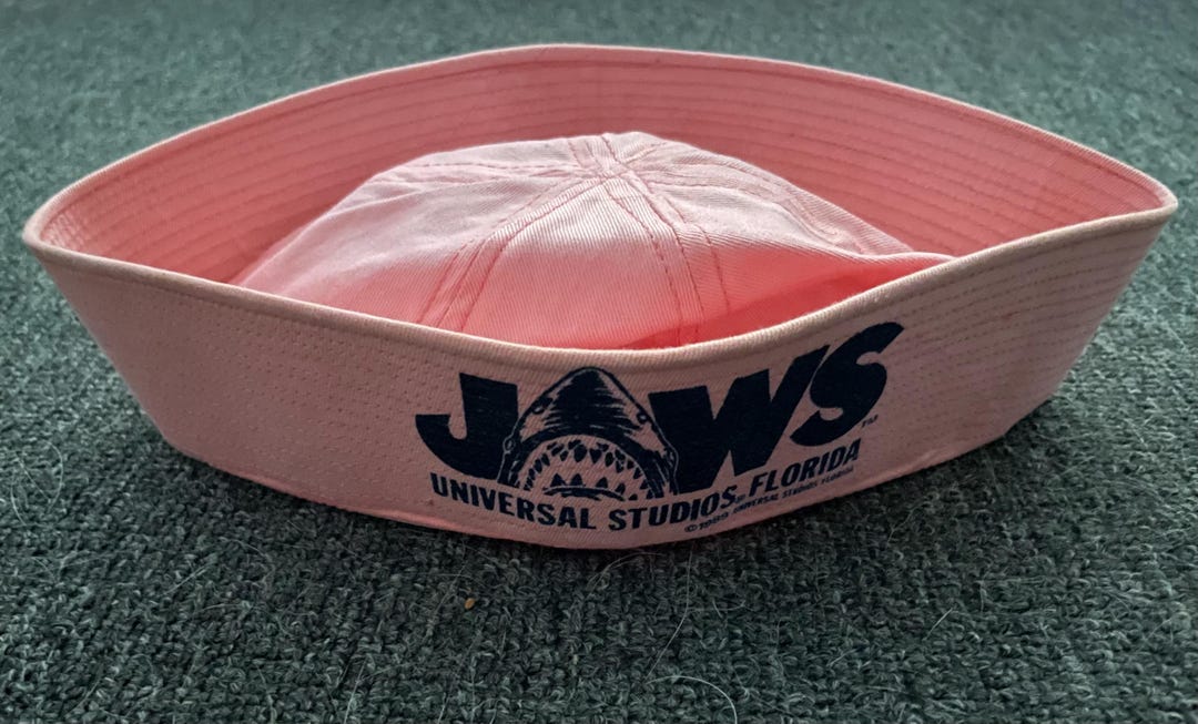 Rare 1989 JAWS Pink Sailor Cap! Universal Studios Florida! Great White ...