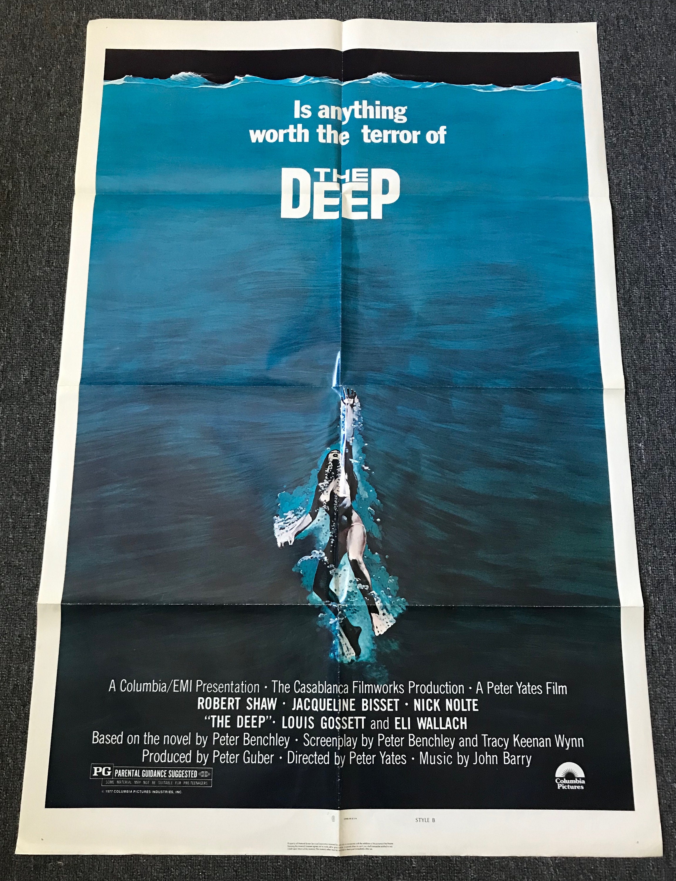 Original 1977 THE DEEP One Sheet Movie Poster Robert Shaw Peter ...