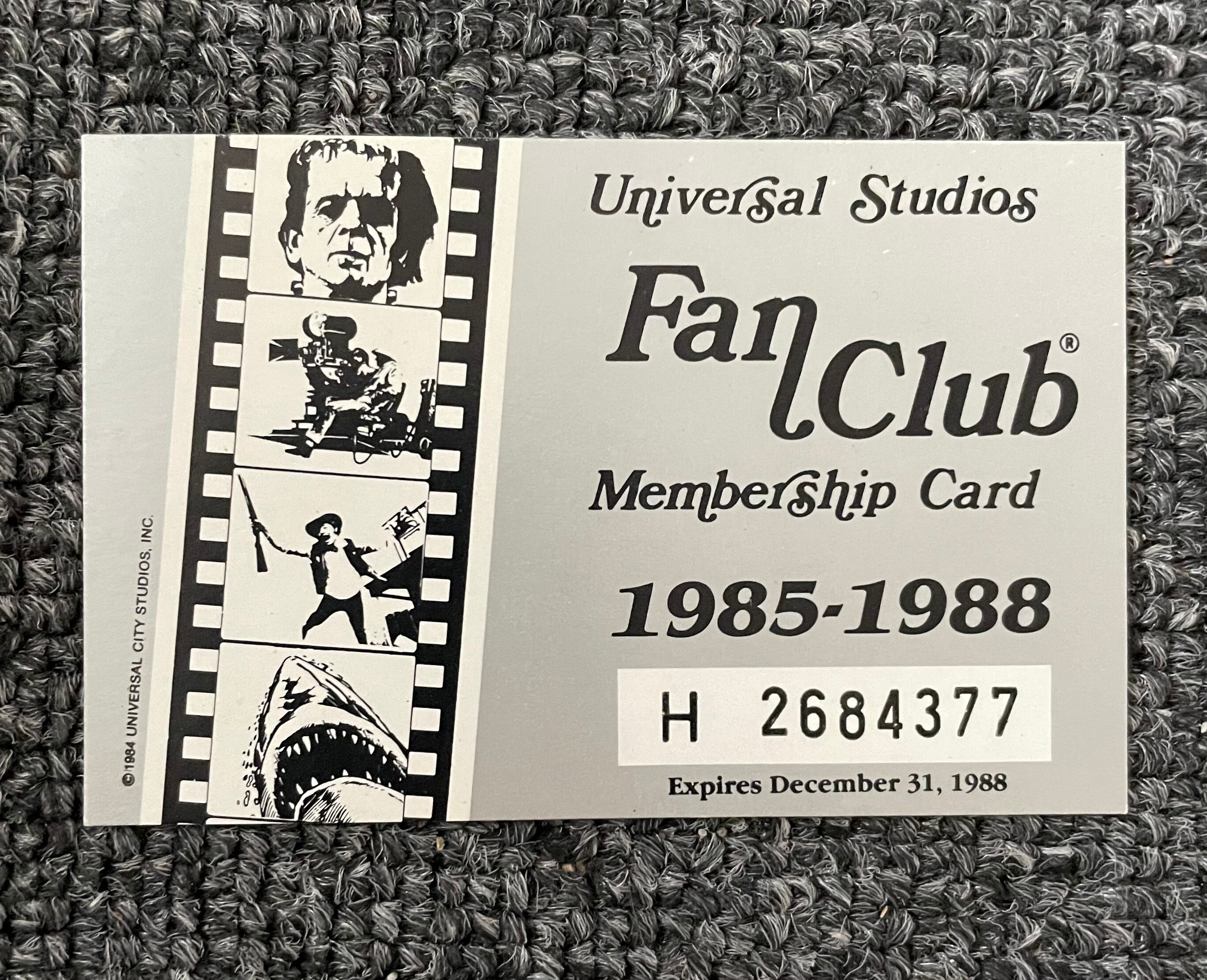 Universal Studios Hollywood Fan Club Membership Card | Etsy
