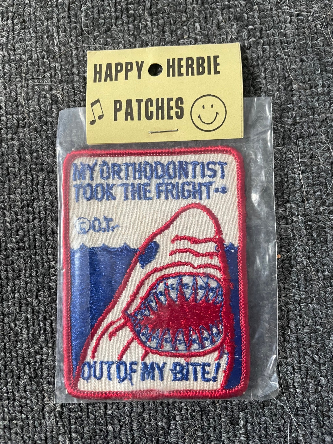 1975 Orthodontist JAWS Craze Patch! Factory Sealed! Very Rare! Dentist! Happy Herbie Patches ...
